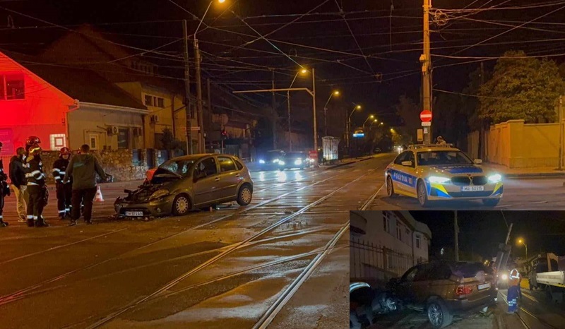 Accident cu trei mașini în Timișoara, tramvaie blocate. Video